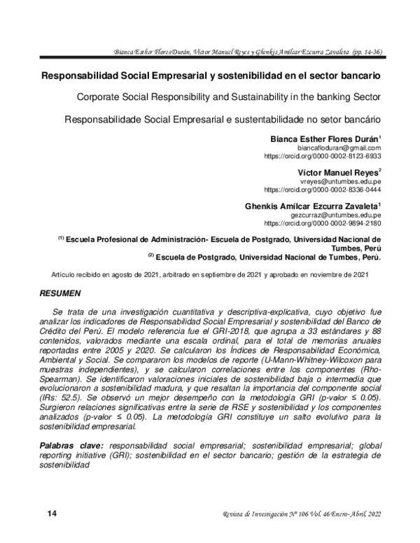 (PDF) Responsabilidad Social Empresarial y sostenibilidad en el sector bancario