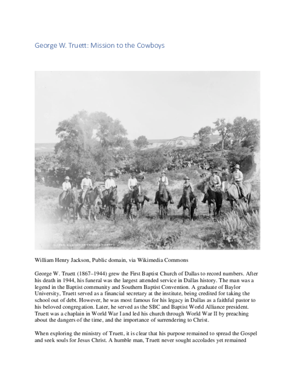 (PDF) George W. Truett: Mission to the Cowboys