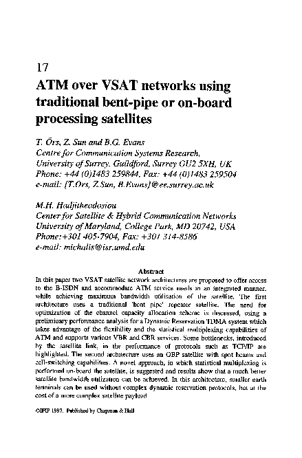 (PDF) ATM over VSAT networks using traditional bent-pipe or on-board ...
