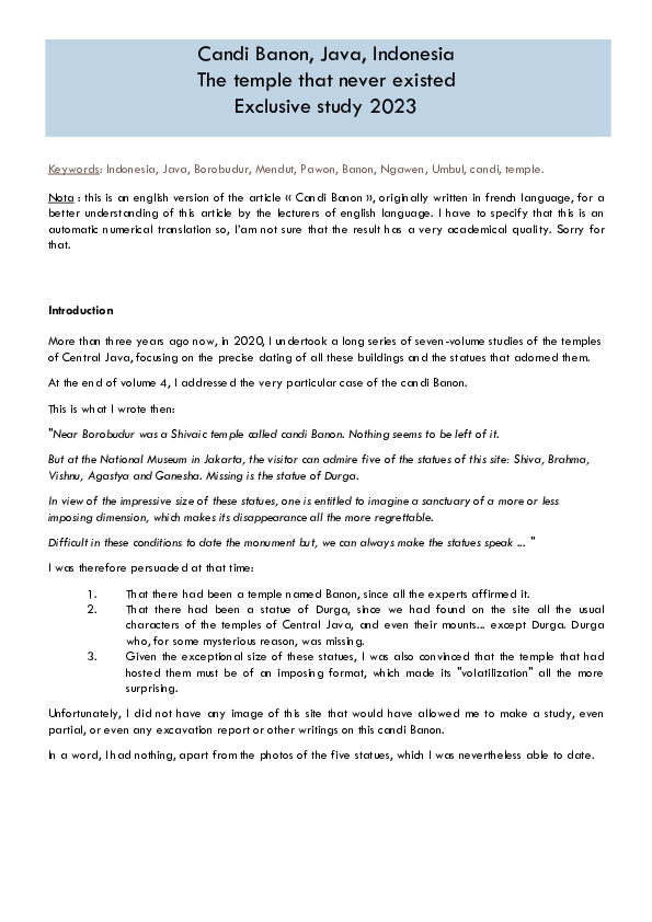 (PDF) Candi Banon, Java, Indonesia The temple that never existed ...