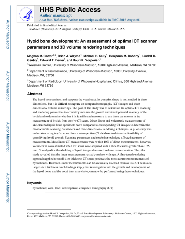 (PDF) Hyoid bone development: An assessment of optimal CT scanner ...