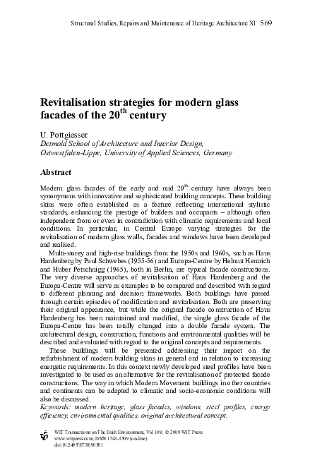 (PDF) Revitalisation strategies for modern glass facades of the 20 th ...