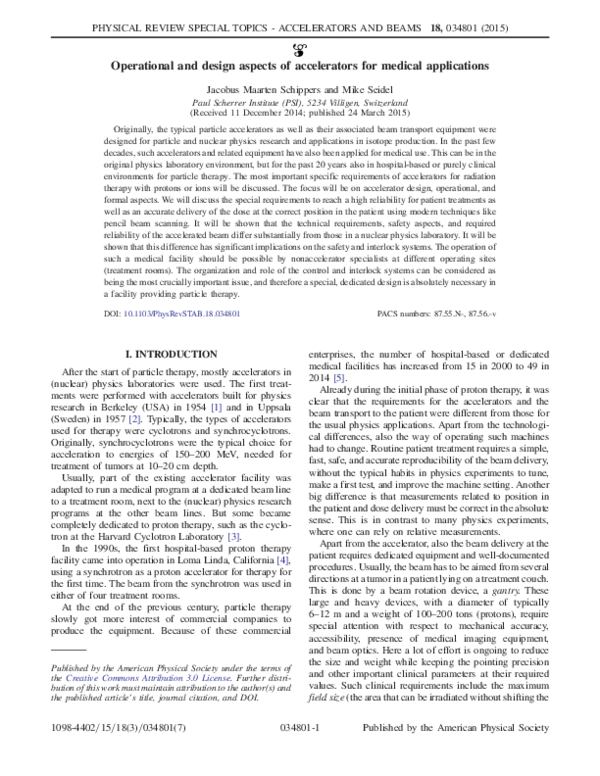 (PDF) Operational and design aspects of accelerators for medical ...