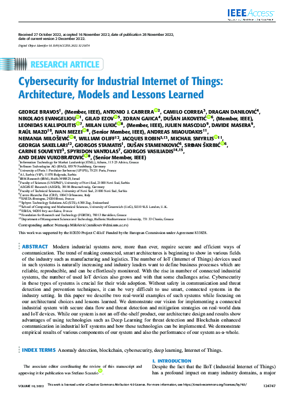 (PDF) Cybersecurity in Industrial IoT: Architectures and Insights