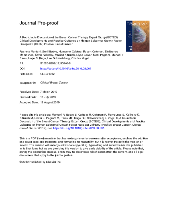 (PDF) A Roundtable Discussion of the Breast Cancer Therapy Expert Group ...