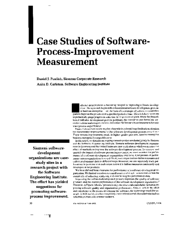 (PDF) Case studies of software-process-improvement measurement