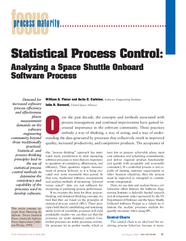 (PDF) Statistical process control: analyzing space shuttle onboard software process | Anita ...