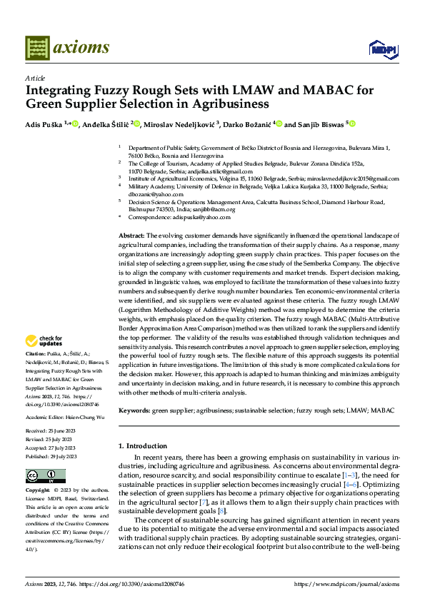 (PDF) Integrating Fuzzy Rough Sets with LMAW and MABAC for Green ...