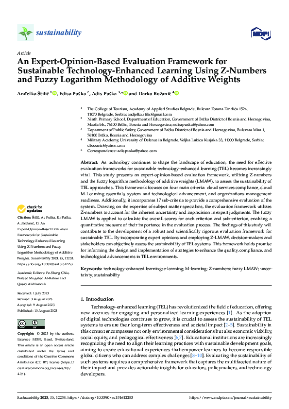 Pdf An Expert Opinion Based Evaluation Framework For Sustainable