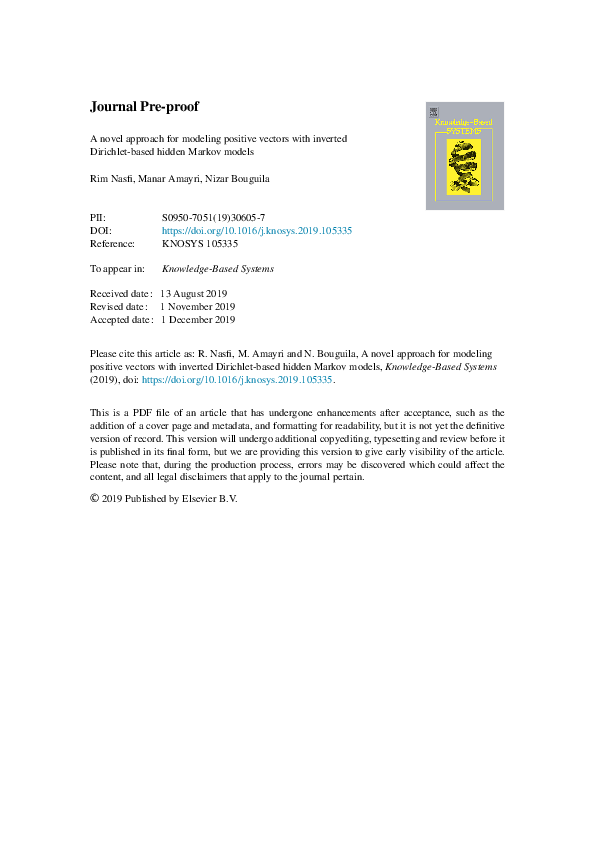 Pdf Inverted Dirichlet Hmms For Positive Vectors