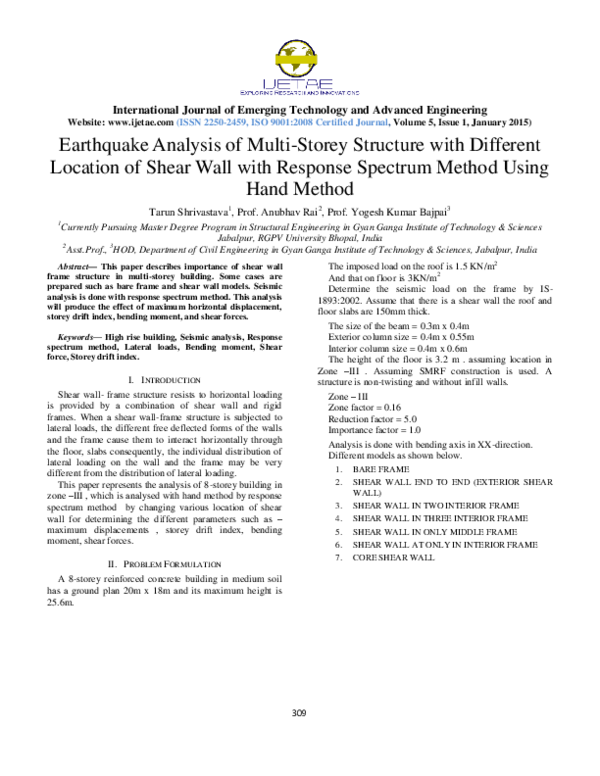 (PDF) Earthquake Analysis of Multi-Storey Structure with Different Location of Shear Wall with ...