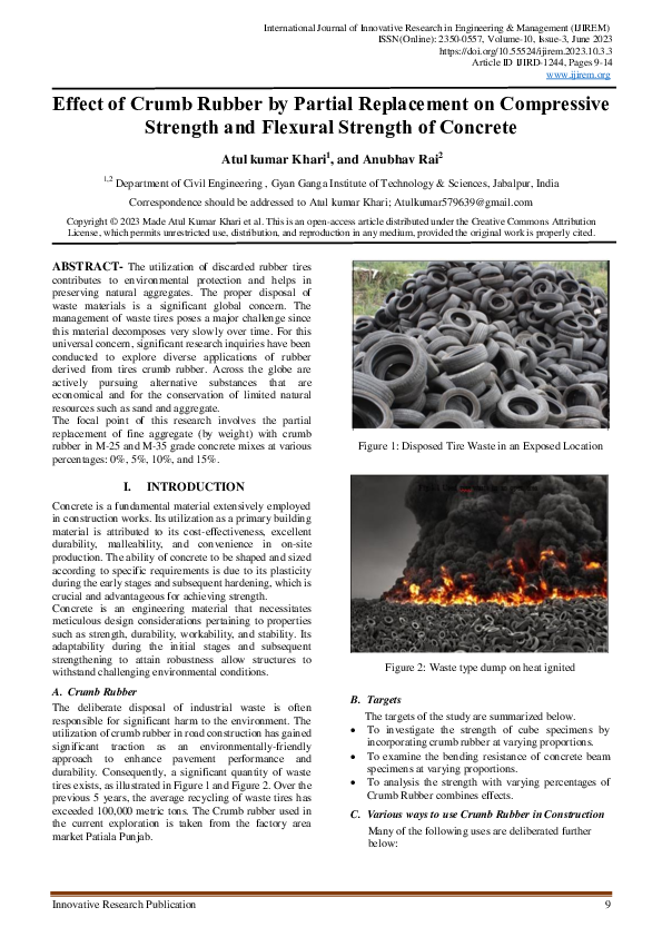 (PDF) Effect of Crumb Rubber by Partial Replacement on Compressive ...