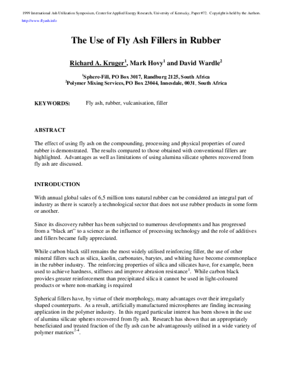 (PDF) The use of fly ash fillers in rubber