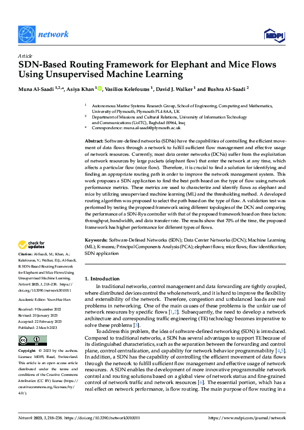 Pdf Sdn Based Routing Framework For Elephant And Mice Flows Using Unsupervised Machine