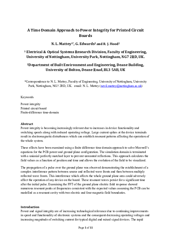 (PDF) A Time Domain Approach to Power Integrity for Printed Circuit Boards | Gerard Edwards ...