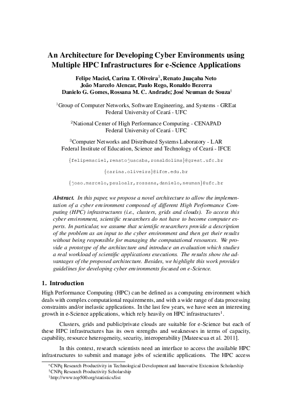 (PDF) An Architecture for Developing Cyber Environments using Multiple HPC Infrastructures for e ...
