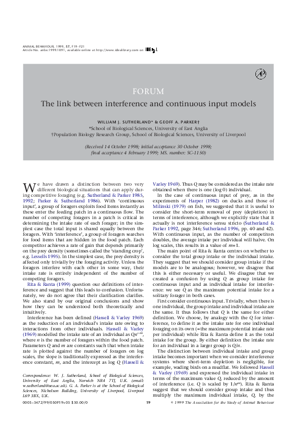 (PDF) The link between interference and continuous input models