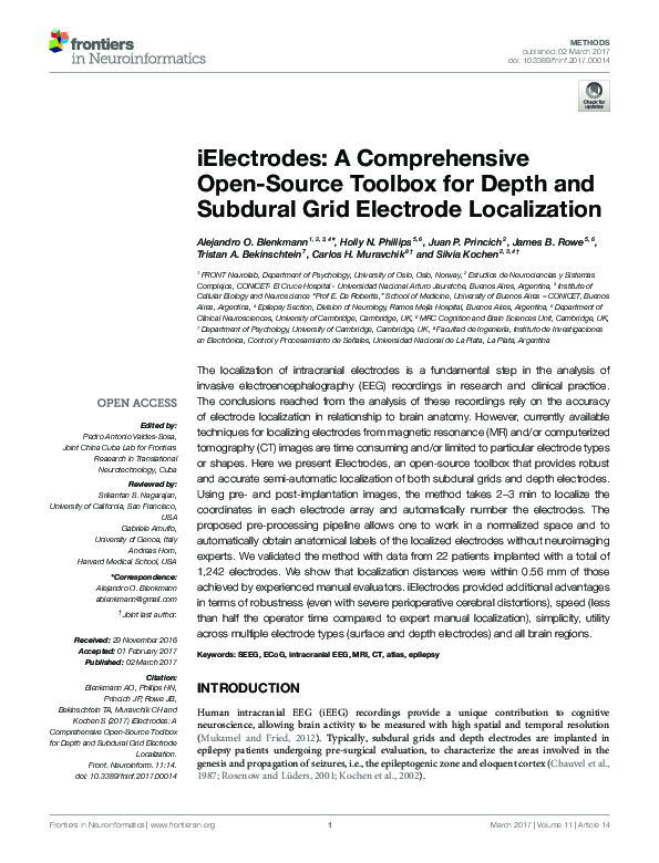 (PDF) iElectrodes: A Comprehensive Open-Source Toolbox for Depth and Subdural Grid Electrode ...