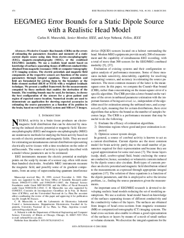 Pdf Eeg Mec Error Bounds For A Static Dipole Source With A Realistic