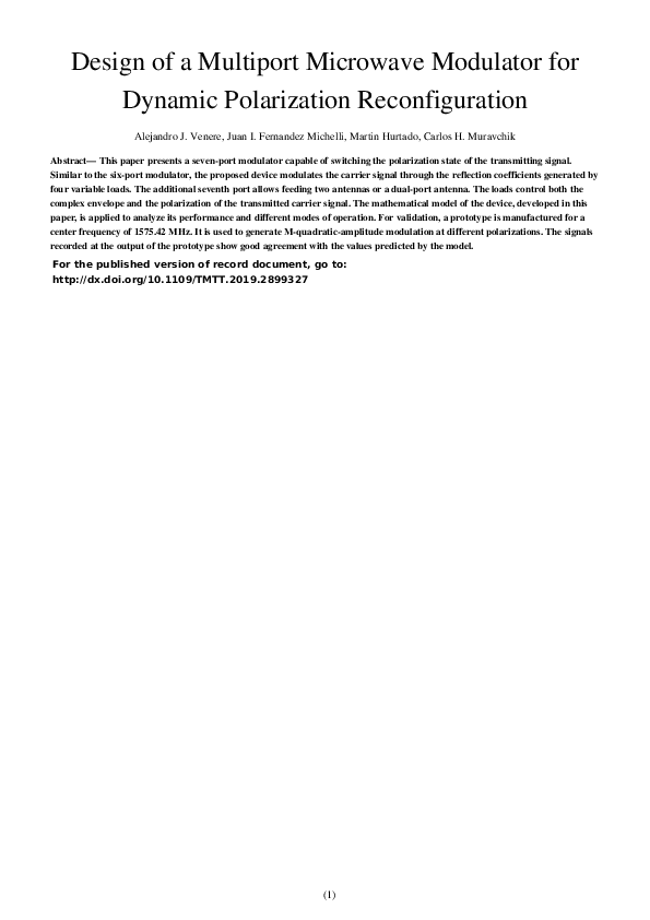 (PDF) Design of a Multiport Microwave Modulator for Dynamic ...