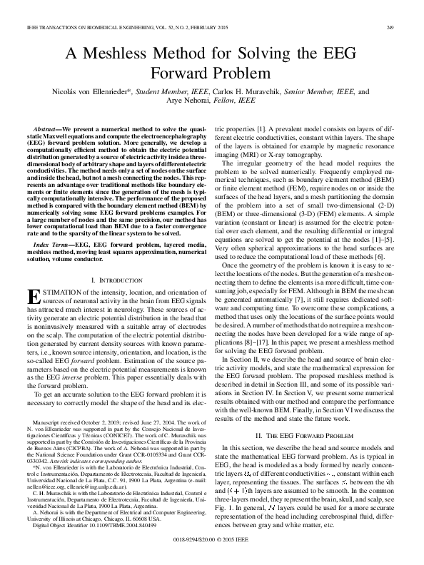 (PDF) A Meshless Method for Solving the EEG Forward Problem | Carlos H Muravchik - Academia.edu