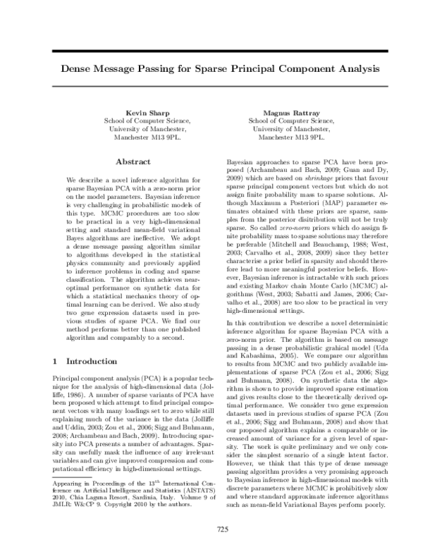 Pdf Dense Message Passing For Sparse Principal Component Analysis