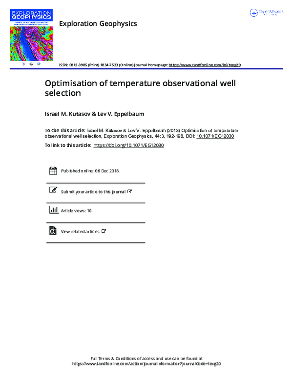 (PDF) Optimisation of temperature observational well selection