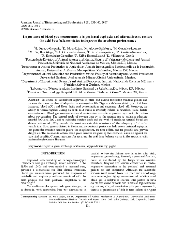 (PDF) Importance of blood gas measurements in perinatal asphyxia and ...