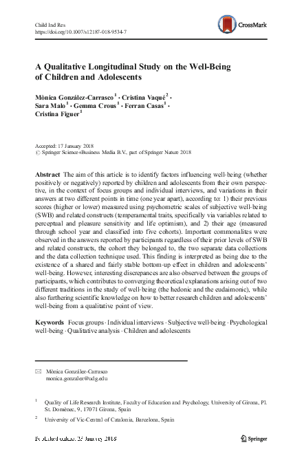 (PDF) A Qualitative Longitudinal Study on the Well-Being of Children ...