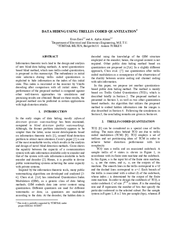 Pdf Data Hiding Using Trellis Coded Quantization