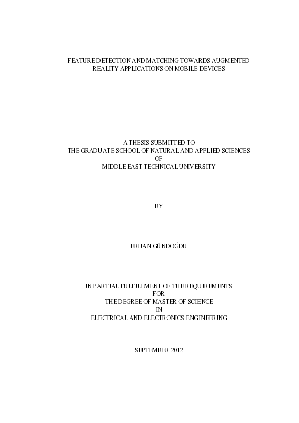 Pdf Feature Detection And Matching Towards Augmented Reality Applications On Mobile Devices