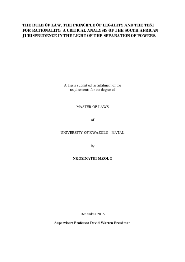 (PDF) The rule of law, the principle of legality and the test for ...