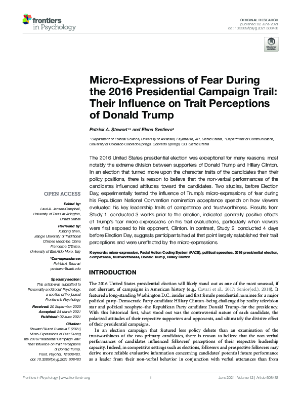 (PDF) Trump's Fear Micro-Expressions and Trait Perceptions
