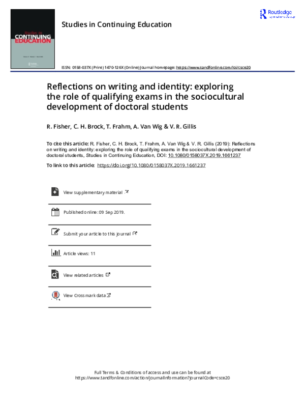 (PDF) Reflections on writing and identity: exploring the role of ...