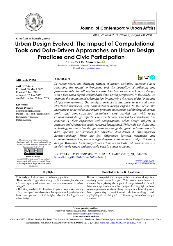 (PDF) Urban Design Evolved: The Impact of Computational Tools and Data-Driven Approaches on ...
