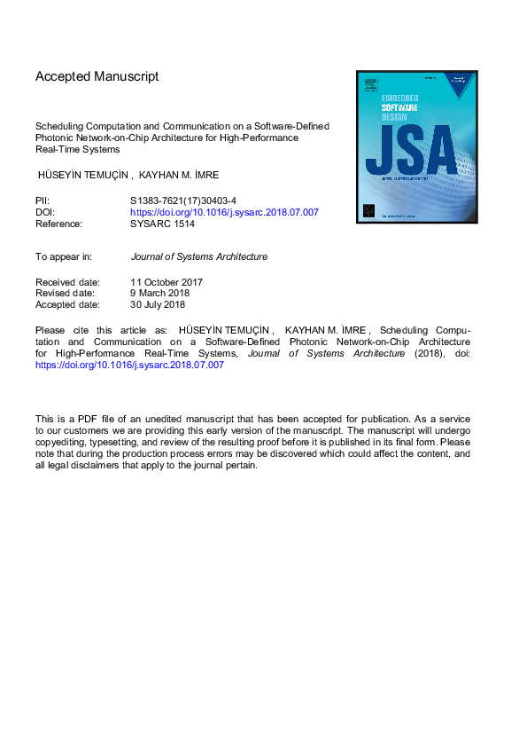 Pdf Scheduling Computation And Communication On A Software Defined Photonic Network On Chip