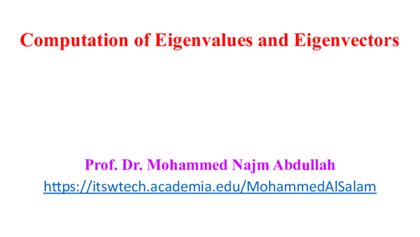 (PPT) Computation of Eigenvalues and Eigenvectors