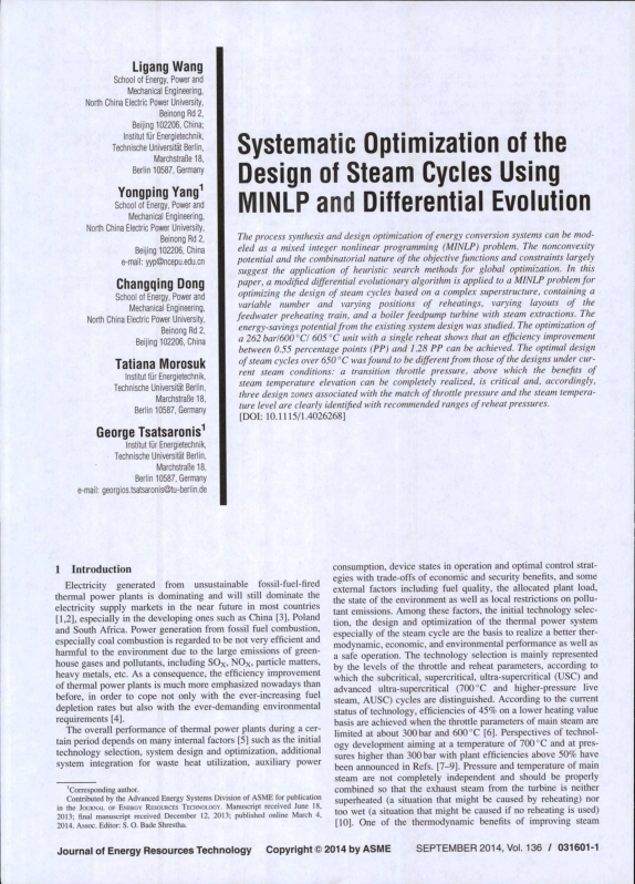 (PDF) Systematic Optimization of the Design of Steam Cycles Using MINLP ...