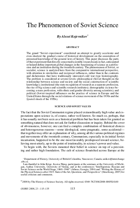 (PDF) The Phenomenon of Soviet Science
