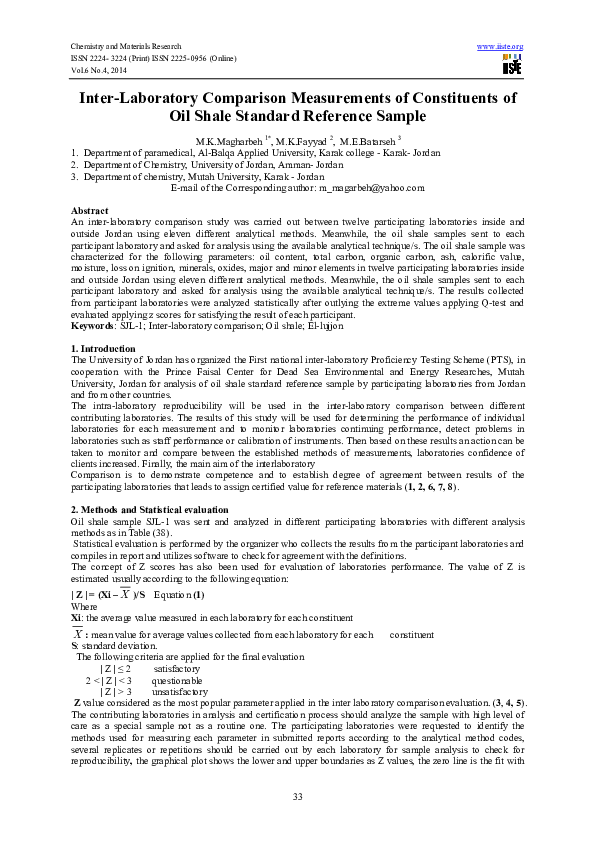 (PDF) Inter-Laboratory Comparison Measurements of Constituents of Oil ...