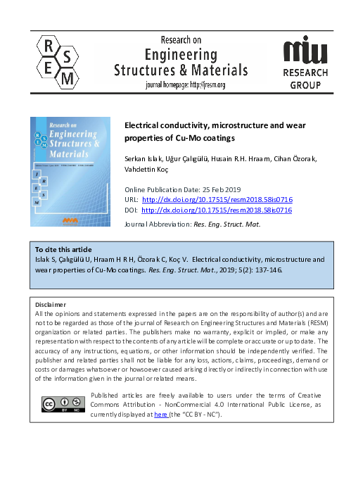 (PDF) Electrical conductivity, microstructure and wear properties of Cu ...