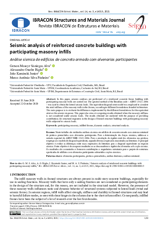 (PDF) Seismic analysis of reinforced concrete buildings with participating masonry infills