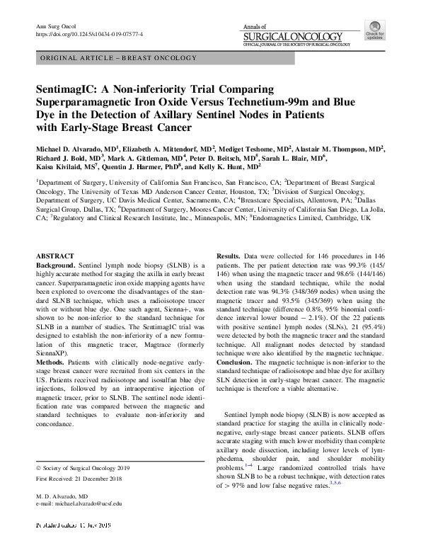 (PDF) SentimagIC: A Non-inferiority Trial Comparing Superparamagnetic ...