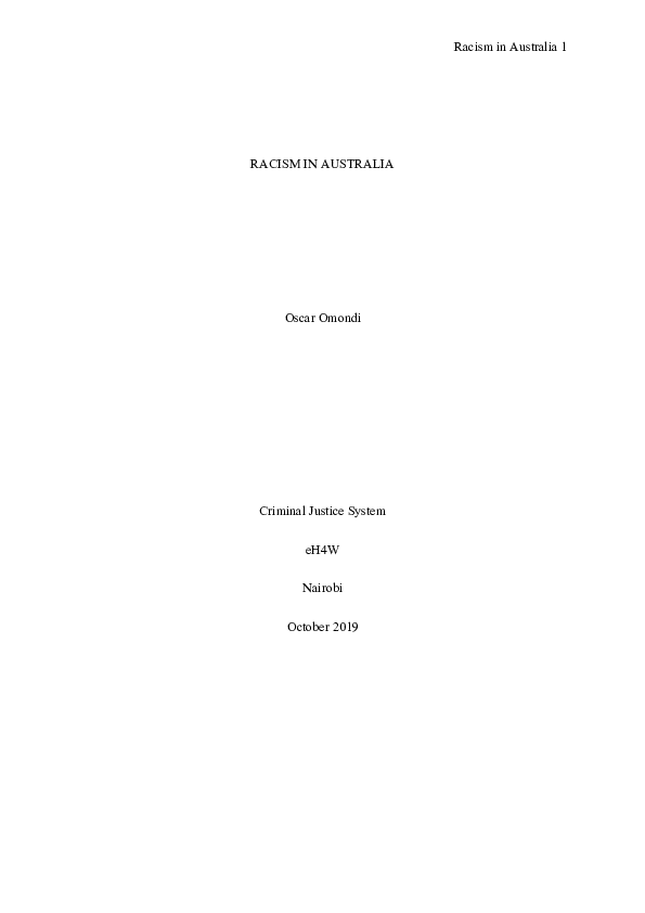 (DOC) Racism in Australia A Descriptive Analysis