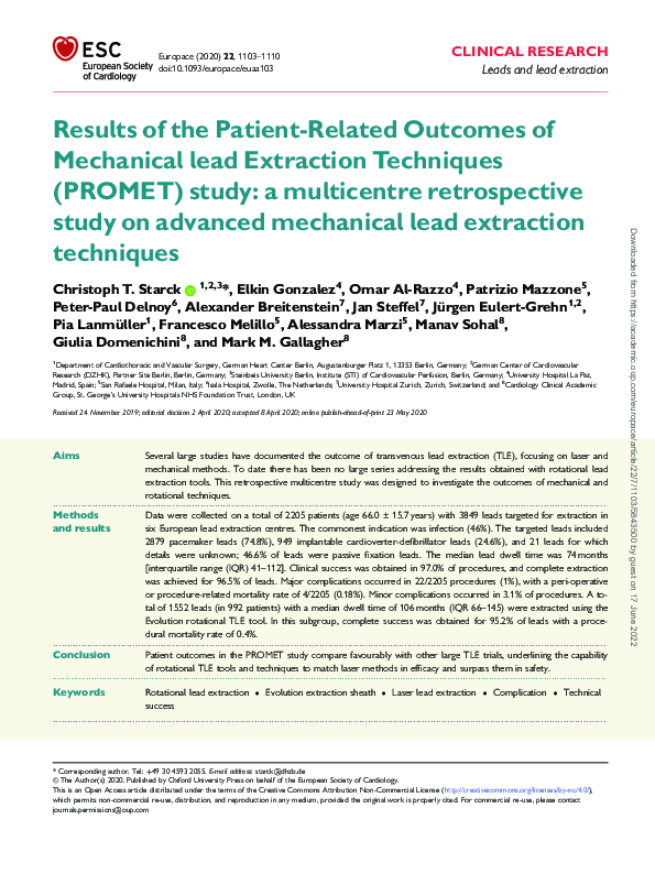 (PDF) Results of the Patient-Related Outcomes of Mechanical lead ...
