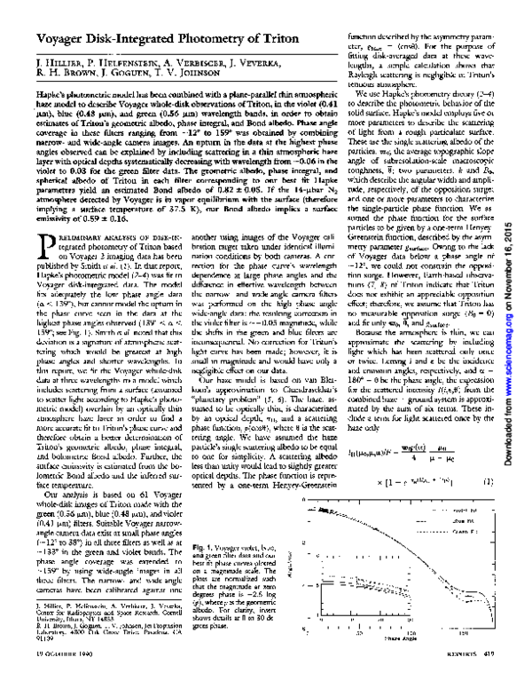 (PDF) Voyager Disk-Integrated Photometry of Triton