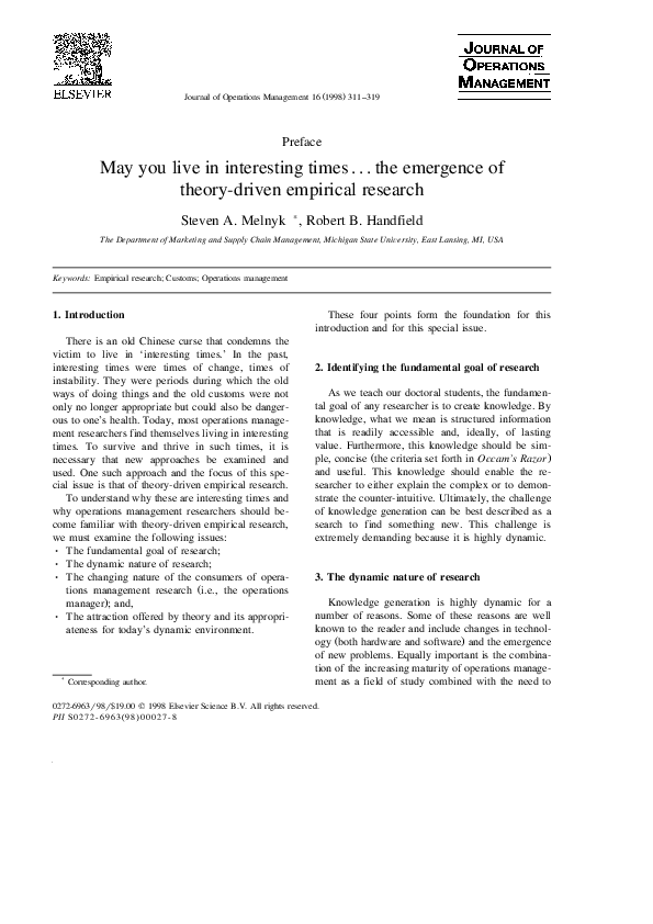 (PDF) May you live in interesting times…the emergence of theory‐driven ...