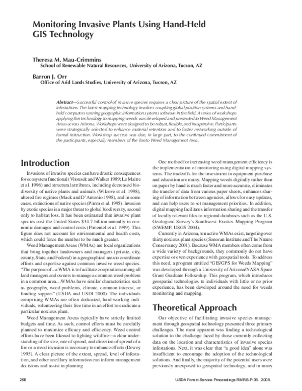 (PDF) Monitoring invasive plants using hand-held GIS technology ...
