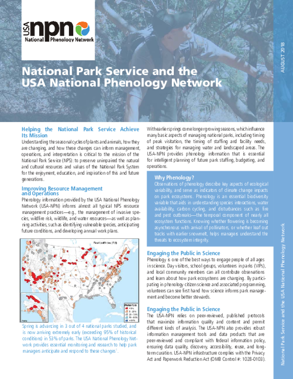 (PDF) National Park Service and the USA National Phenology Network