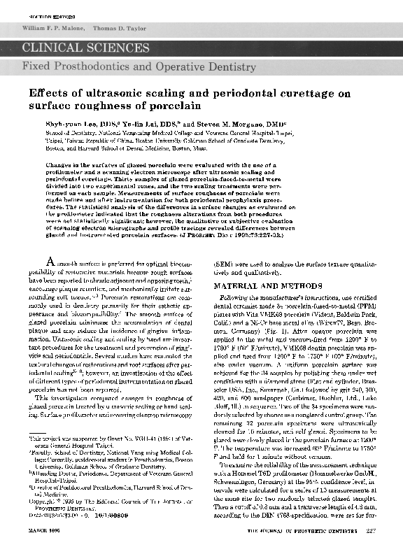(PDF) Effects of ultrasonic scaling and periodontal curettage on ...